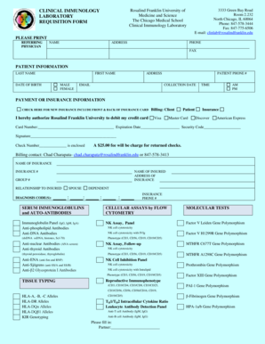 Fillable Online rosalindfranklin Page 1 CLINICAL IMMUNOLOGY LABORATORY ...