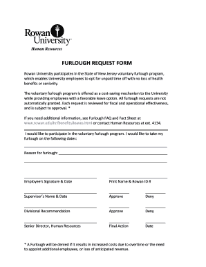 Fillable Online rowan FURLOUGH REQUEST FORM - Rowan University - rowan ...