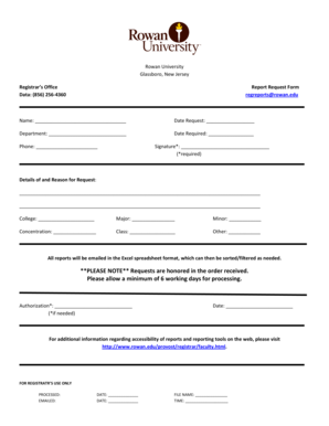 Fillable Online rowan Report Request Form - Rowan University - rowan ...