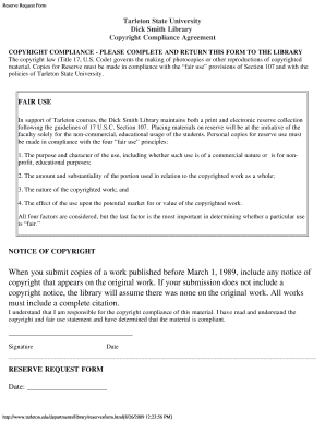 Fillable Online tarleton Reserve Request Form - Tarleton State ...