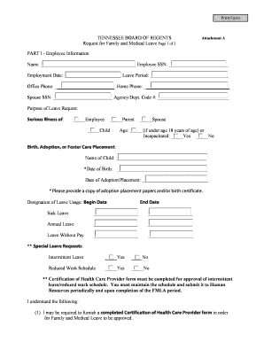 Fillable Online tnstate Departmental Leave Request - Tennessee State ...