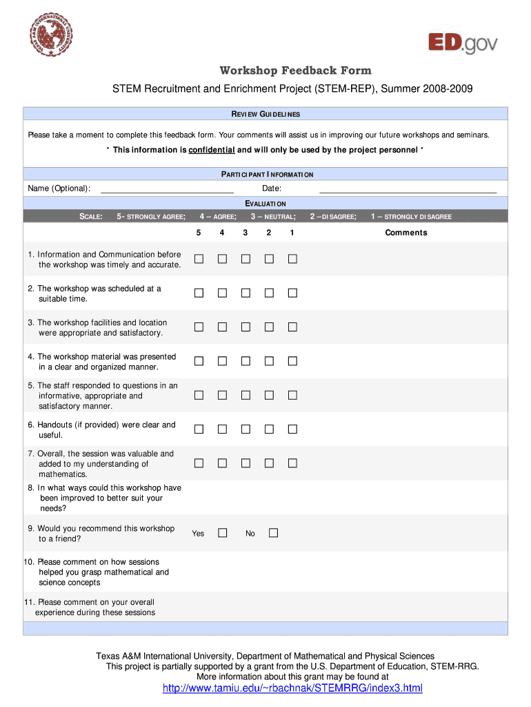 Feedback Form For Workshop Fill And Sign Printable Template Online 