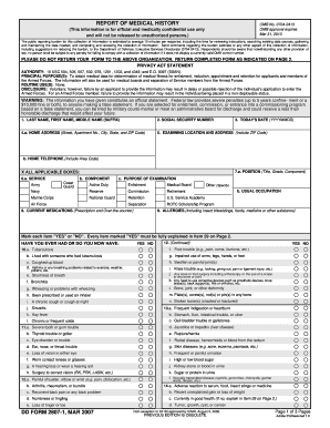 DD 2807-1, Report of Medical History, March 2007 Fill Online, Printable ...