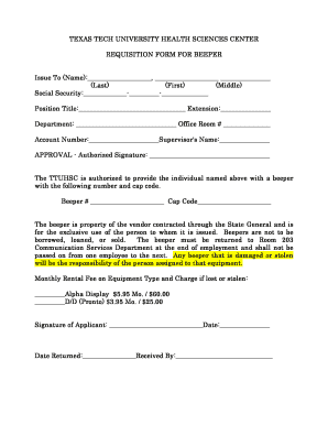 Fillable Online ttuhsc Pager Request Form - Texas Tech University ...