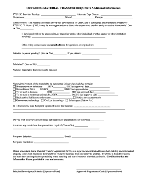 Fillable Online ttuhsc INCOMING MATERIAL TRANSFER AGREEMENT REQUEST FORM - ttuhsc Fax Email ...
