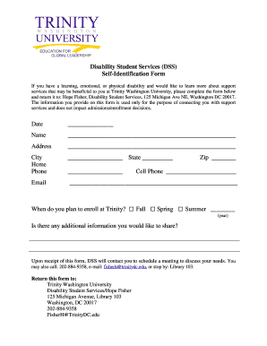 Fillable Online trinitydc Self-Identification Form (PDF) - Trinity ...