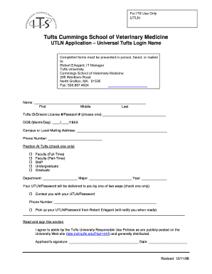 Fillable Online tufts For ITS Use Only Fax Email Print - pdfFiller