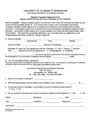 Fillable Online uab Transient Approval Form - University of Alabama at ...