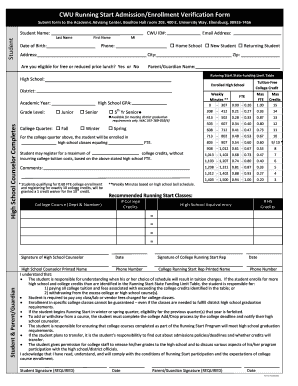 Fillable Online cwu CWU Running Start Admission/Enrollment Verification ...
