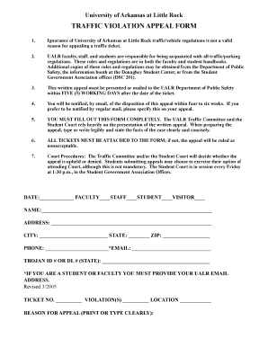 Fillable Online ualr Traffic Violation Appeal Form.pages - University ...