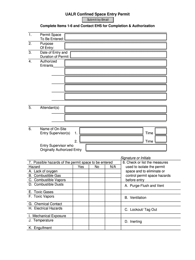 Fillable Online Confined Space Entry Permit Fax Email Print - pdfFiller