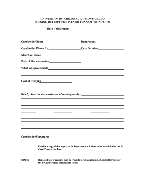 Fillable Online uamont P-CardMissingReceiptForm.doc Fax Email Print ...