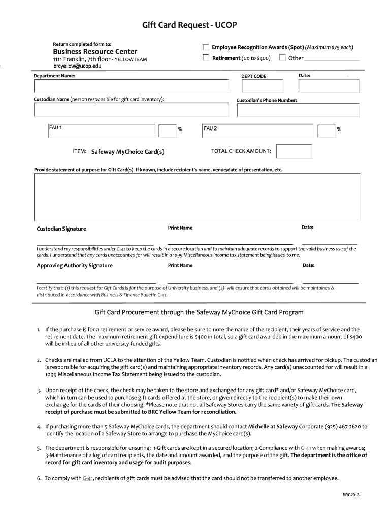 Fillable Online Gift Card Request Form Fax Email Print - pdfFiller