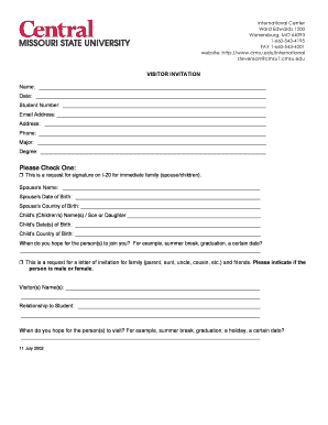 Fillable Online ucmo Visitor Invitation Fax Email Print - pdfFiller