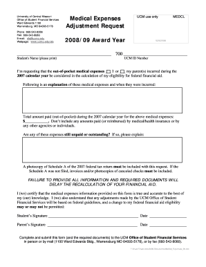 Fillable Online ucmo Im requesting that the out-of-pocket medical ...