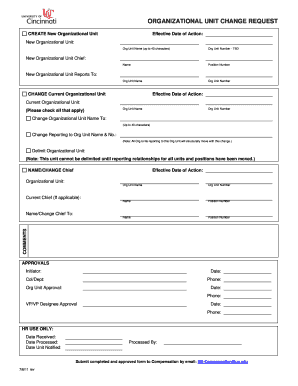 Fillable Online uc ORGANIZATIONAL UNIT CHANGE REQUEST Fax Email Print ...