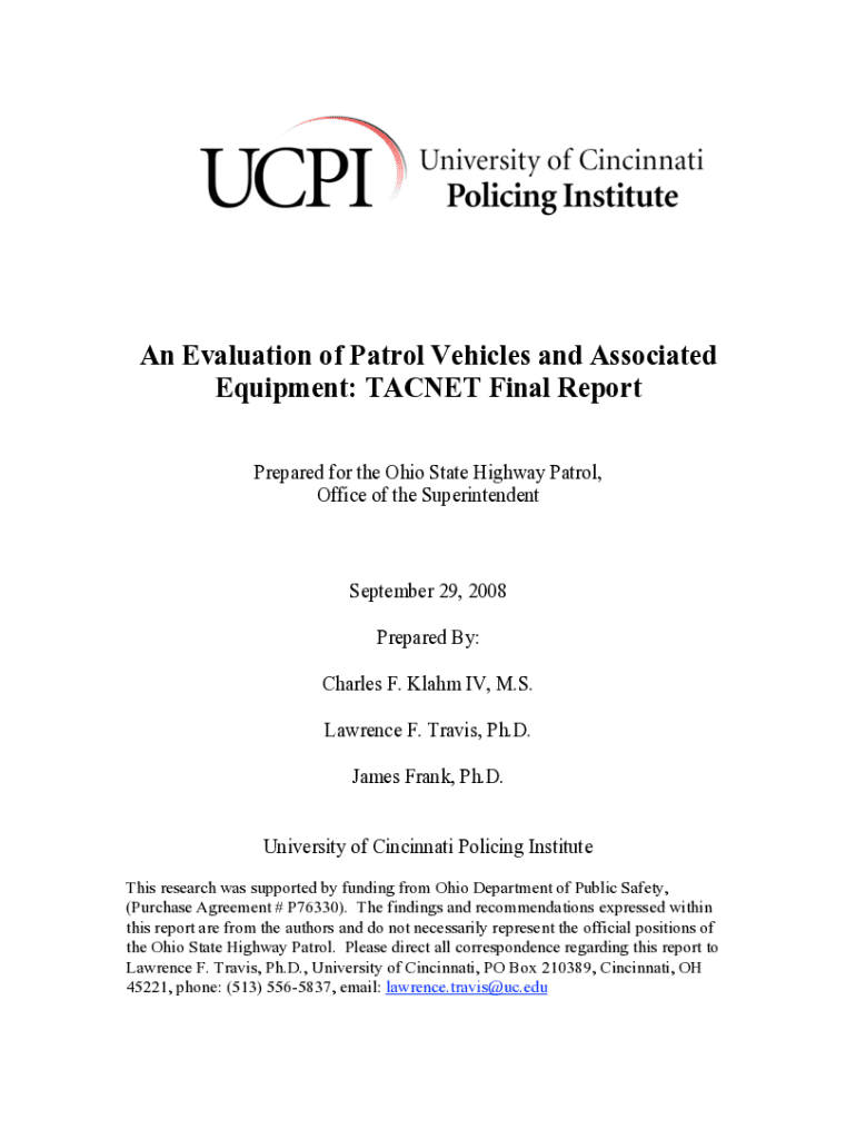 Fillable Online an Evaluation of Patrol Vehicles and Associated ...