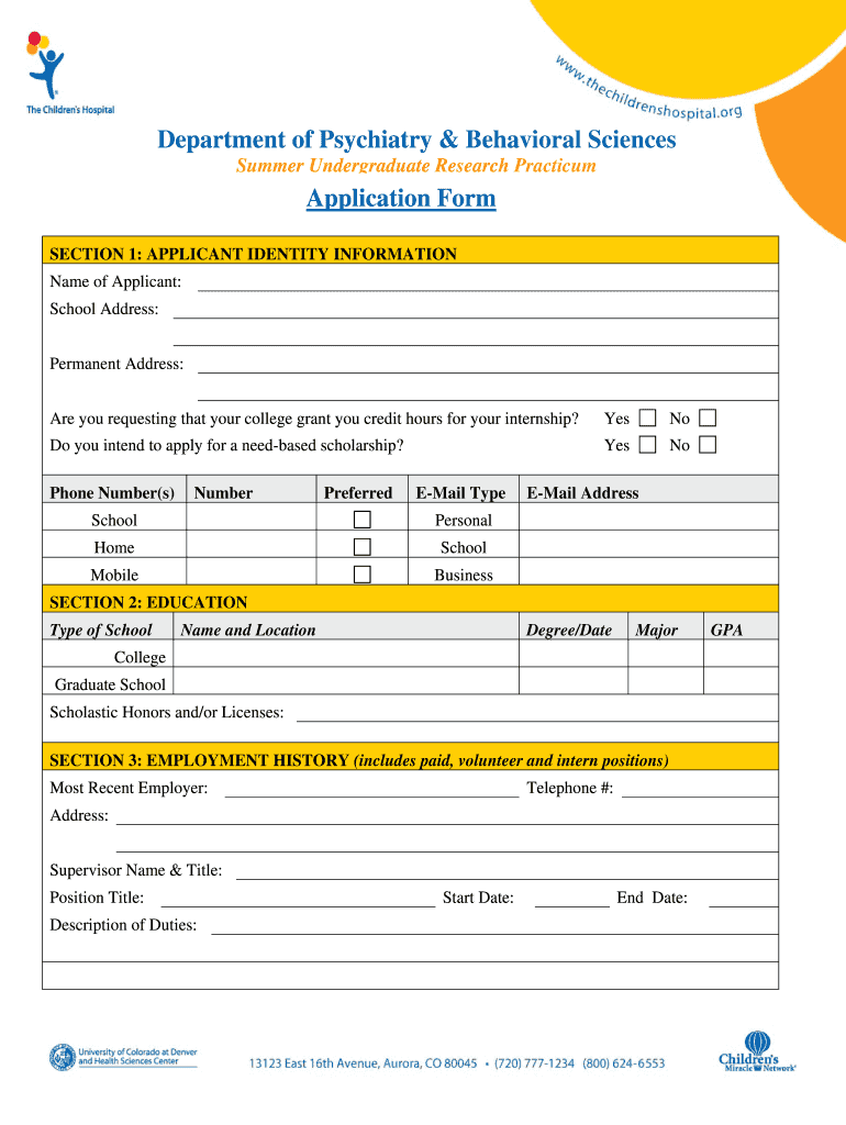 Fillable Online Summer Undergraduate Research Practicum Application Fax Email Print - pdfFiller