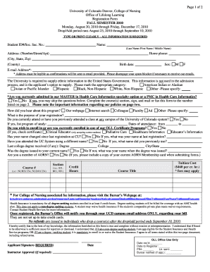 Fillable Online ucdenver NonDegreeRegForm.doc - University of Colorado Denver Fax Email Print ...