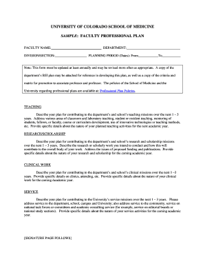 Fillable Online ucdenver SOM Draft Sample Professional Development Plan - University of ...