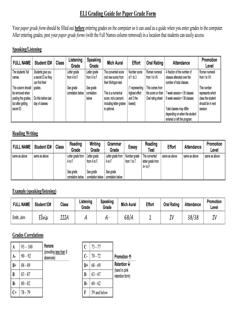 Fillable Online Grading Guide for Student Papers Fax Email Print ...