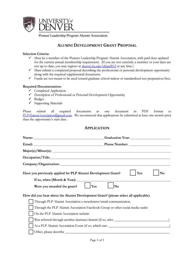 Fillable Online Alumni Development Grant Guidelines Fax Email Print - pdfFiller