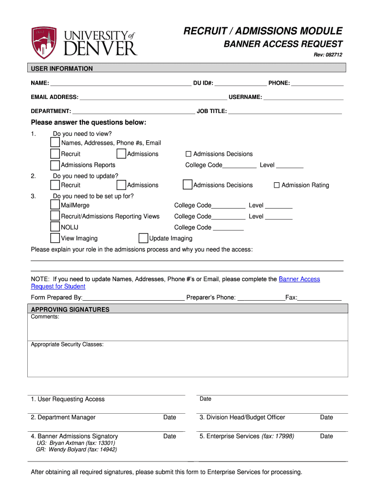 Fillable Online BANNER ACCESS REQUEST Fax Email Print - pdfFiller