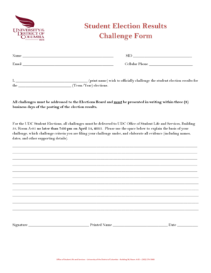 Fillable Online udc Student Election Results Challenge Form ...