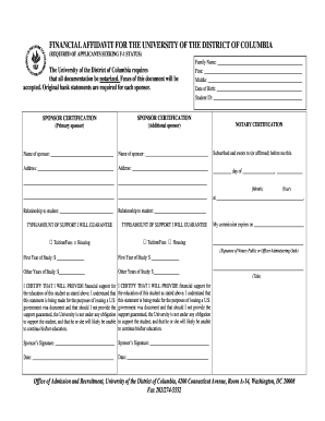 Fillable Online udc Financial affidavit for the university of the ...