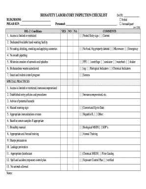 BIOSAFETY LABORATORY INSPECTION CHECKLIST - Uhm Hawaii - Fill and Sign ...