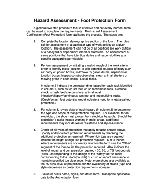 Fillable Online hawaii Hazard Assessment - Foot Protection Form ...