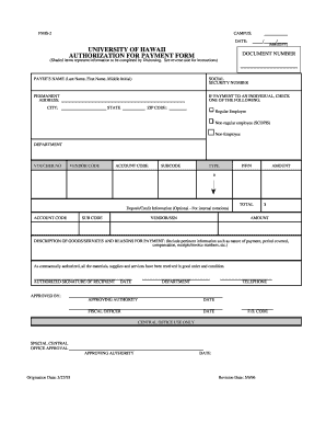 Fillable Online hawaii UH Form FMIS-2 - University of Hawaii - hawaii ...