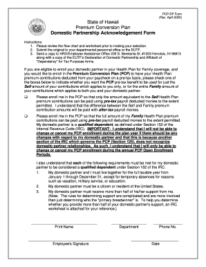 Fillable Online hawaii State of Hawaii Premium Conversion Plan Domestic ...