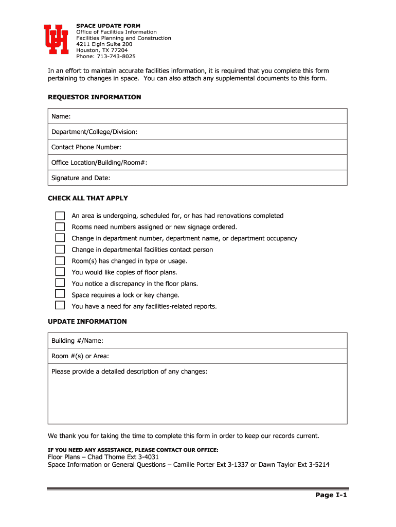 Fillable Online Space Update Form Fax Email Print - pdfFiller