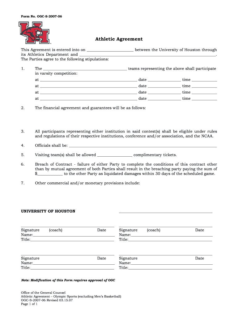 Fillable Online Athletic Agreement Fax Email Print - pdfFiller