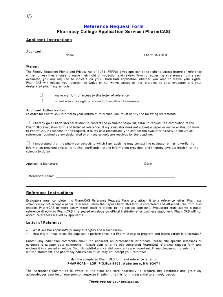 Fillable Online uic 1/3 Reference Request Form Pharmacy College ...