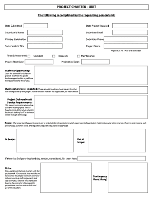 Fillable Online uky PROJECT CHARTER - UKIT The following is completed ...