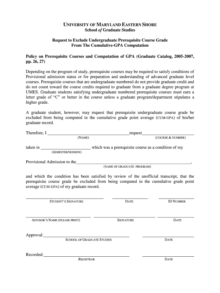 Form - University of Maryland Eastern Shore - umes: Fill out & sign ...