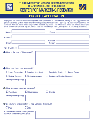 Fillable Online umassd Download the Project Application Form - umassd ...