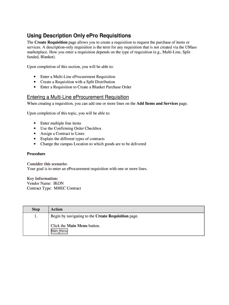 Fillable Online Using Description Only ePro Requisitions Fax Email Print - pdfFiller