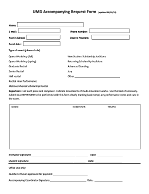 Fillable Online d umn UMD Accompanying Request Form (updated 09/02/10 ...