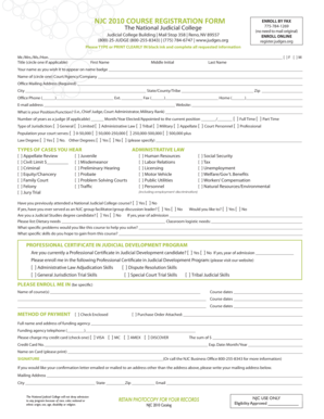 Fillable Online olemiss NJC 2010 COURSE REGISTRATION FORM - olemiss Fax ...