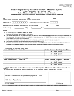 Fillable Online hunter cuny Childhood SpEd Severe-Multi incl DeafBlind ...