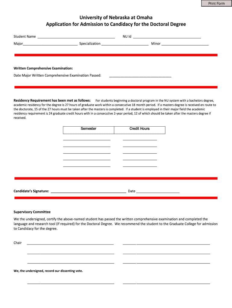 Fillable Online University of Nebraska at Omaha - Doctoral Candidacy ...