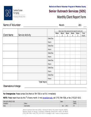 Fillable Online unr Monthly Client Report Form - University of Nevada ...