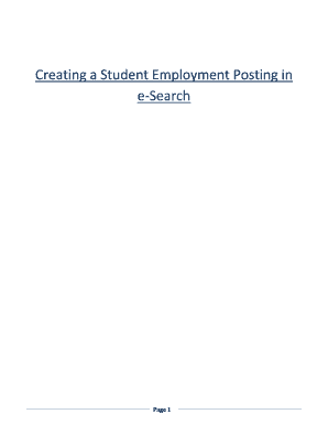 Fillable Online unr Creating a Student Employment Posting in e-Search ...