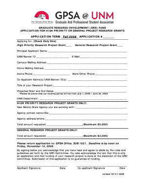 Fillable Online unm APPLICATION TERM Fall 2008 APPLICATION # - unm Fax ...