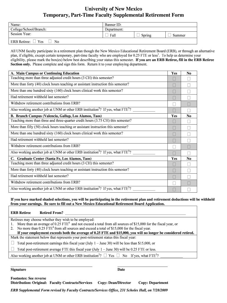 Fillable Online Temporary, Part-Time Faculty Supplemental Retirement ...