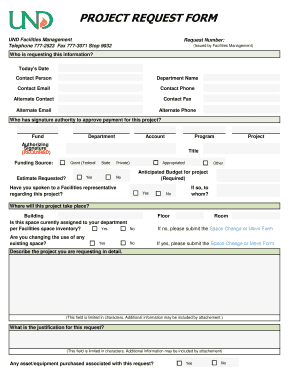 Fillable Online und PROJECT REQUEST FORM - und Fax Email Print - pdfFiller