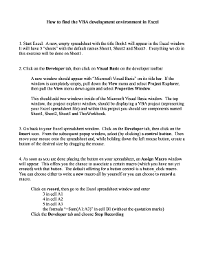 Fillable Online How to find the VBA development environment in Excel Fax Email Print - pdfFiller